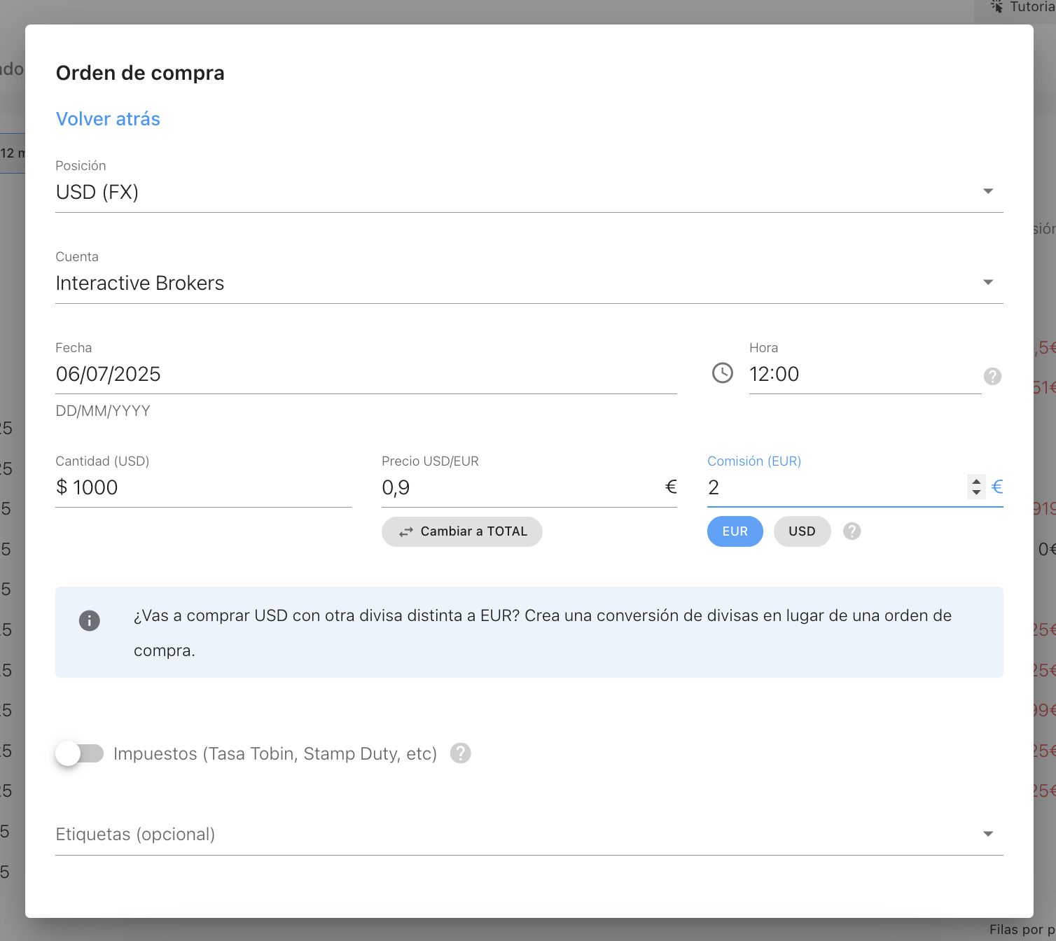 Cómo crear un movimiento de compra o venta de divisas – Filios